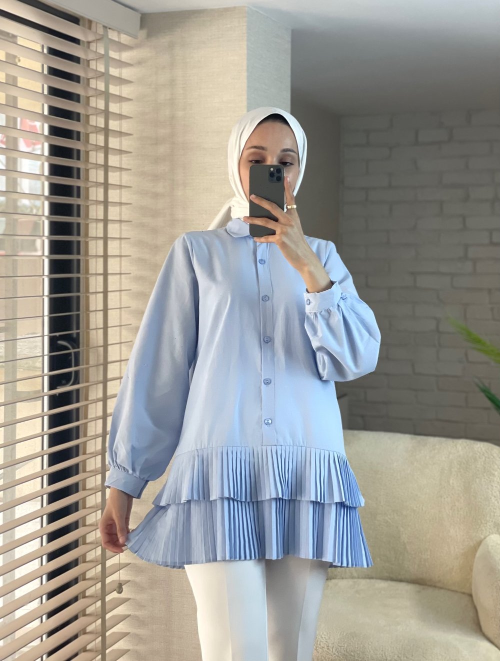 Kat Kat Piliseli Gömlek Bebe Mavisi Modelleri En Uygun Fiyatlarla